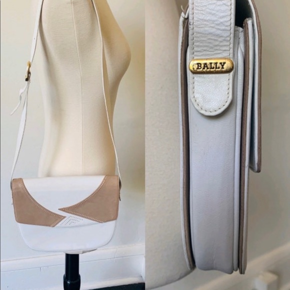 Bally | Bags | Vintage Bally Leather Purse 98s White And Tan Geometric ...